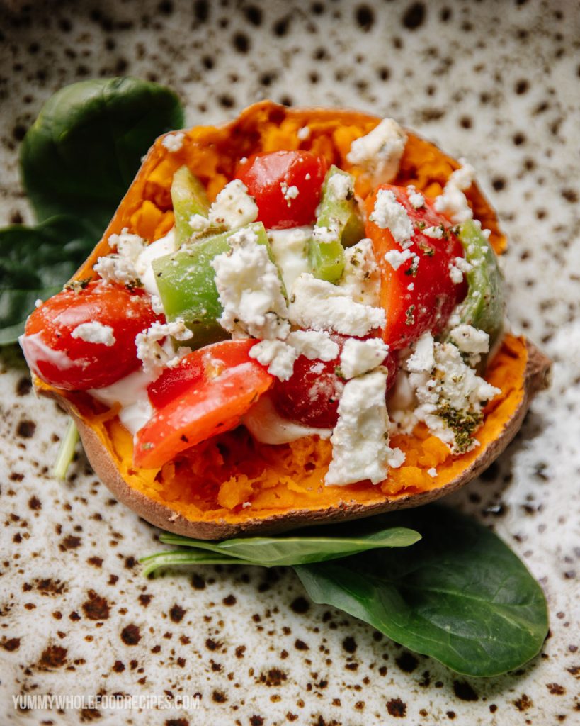 Quick & Easy Greek Style Microwaved Sweet Potato Recipe - Yummy Whole ...
