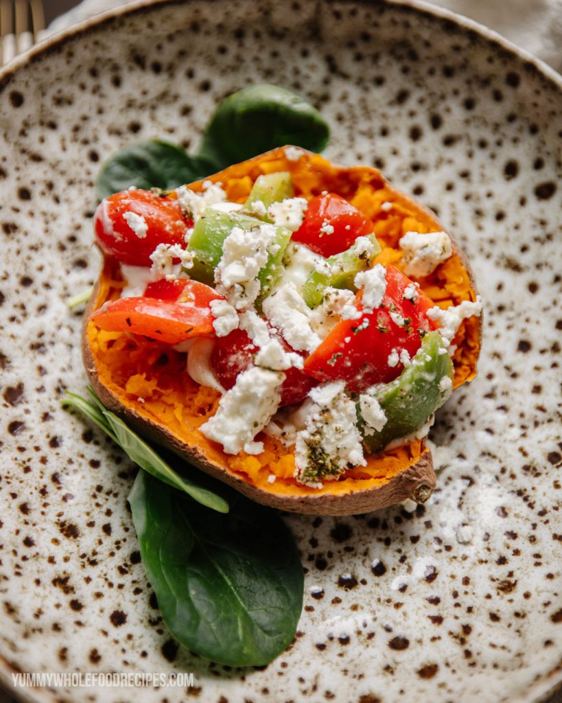 Quick & Easy Greek Style Microwaved Sweet Potato Recipe - Yummy Whole ...
